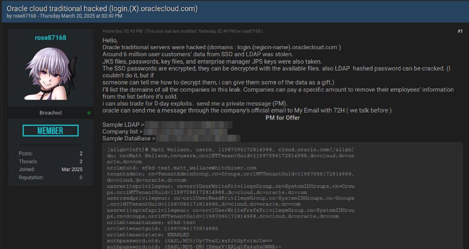 Ataque a la cadena de suministro de Oracle Cloud: 6 millones de registros robados - Devel Group